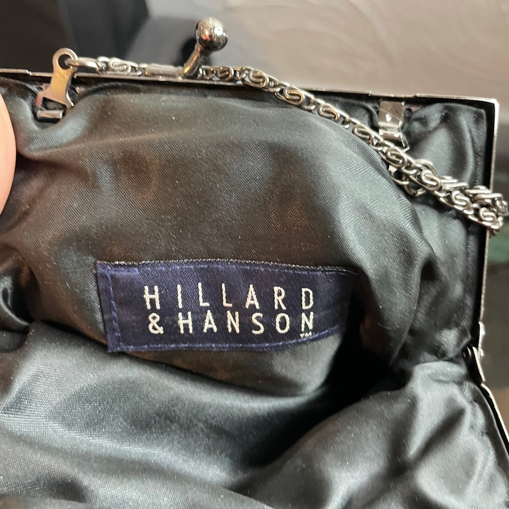 Hillard & Hanson Black Satin Evening Clutch - Gem